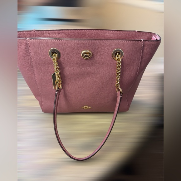 Coach | Bags | Coach Mauve Leather Tote With Gold Accents | Poshmark